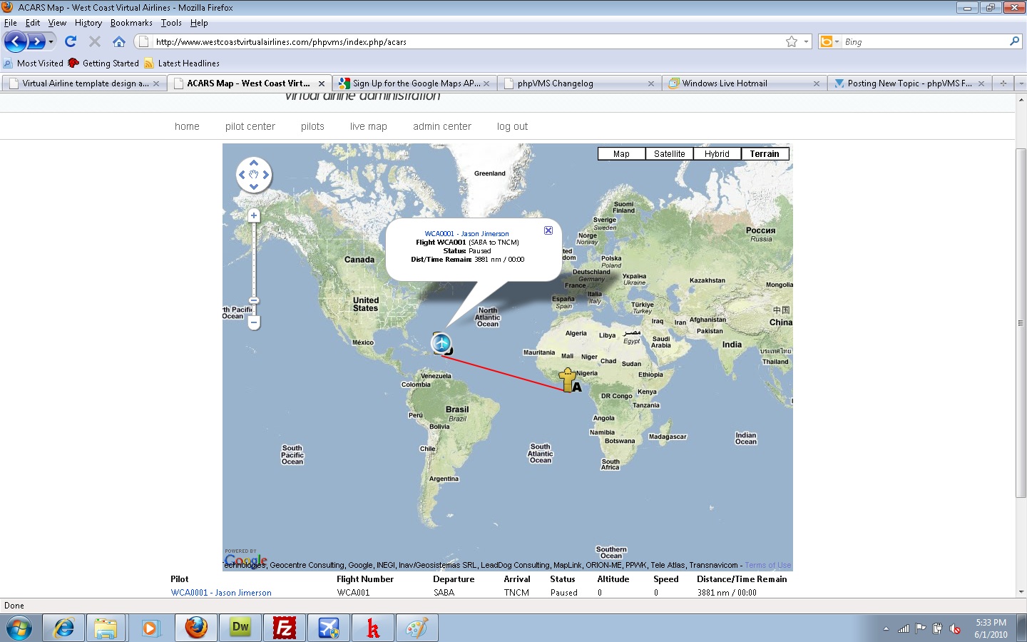 Acars Map & Route Map - Support Forum - phpVMS
